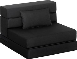 HOMCOM Fauteuil convertible 1 place - HOMCOM - pliant - coussin - pour invit&eacute;s, salon, petit espace - tissu flanelle - 210x80x15cm - noir