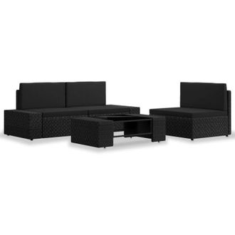 vidaXL Vidaxl - Salon de jardin 4 pcs R&eacute;sine tress&eacute;e Noir