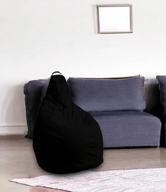 Talamo Italia Pouf Abner, Mehrzwecksessel, Sitzsack, Hockerhocker, Made in Italy, 90x90 h120 cm, Schwarz