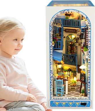 Generic Miniatur-Book-Nook-Kit, Sea Breeze Book Nook, Puppenhaus Meeresbrise aus, B&uuml;cherecke, Miniatur-Bausatz - Einzigartige Kunsthandwerke, kreativ zusammen