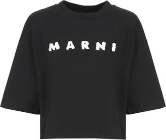 Marni Femme, Tops, Noir, Taille: 36 FR Logo T-Shirt