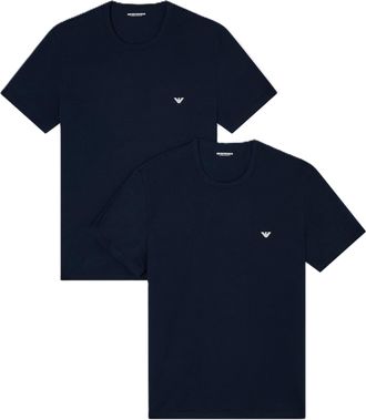 Emporio Armani Herren Core Logoband 2-Pack 2er-Pack T-Shirt mit Rundhalsausschnitt, Armani Blue/Armani Blue, XXL