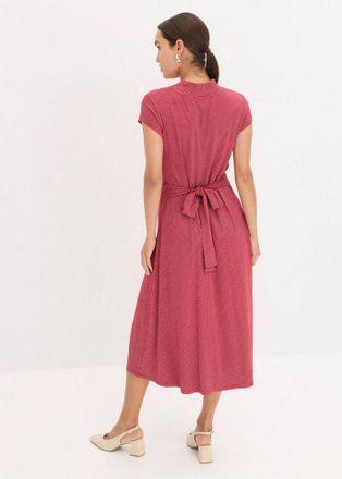 Bonprix Midikleid aus Viskose und Elasthan, Wickeloptik mit Bindeband, Kurzarm-Design