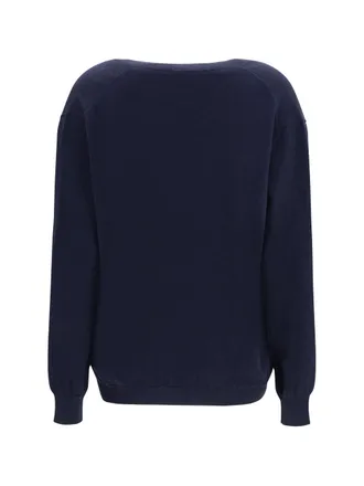 Malo Womens Cashmere V-Neck Sweater Blu. Kashmir-Capra Hircus Kashmir/capra