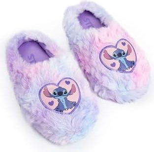 Disney Pantoufles Lilo & Stitch pour filles, violettes, roses et bleues, motif coeur dint&eacute;rieur moelleuses | V&ecirc;tements dint&eacute;rieur avec motif | Produits d&eacute;riv