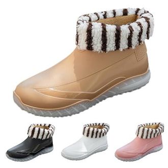 Generic Wellies Bottes de pluie &agrave; enfiler en caoutchouc pour femme - Chaudes - Avec doublure en peluche - Imperm&eacute;ables - Antid&eacute;rapantes - Pour le jardin, la p
