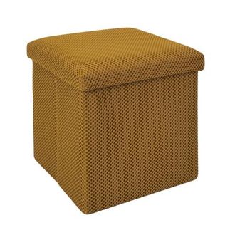 The Home Deco Factory HD0505, Coffre Pouf Pliable Design Contemporain Multifonctionnel, Rangement Pratique et Assise Confortable, Id&eacute;al pour Petits Espaces, Jaune, 38 cm
