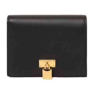 Tom Ford Schwarze Naturkornleder Kompaktbrieftasche - - Accessories - Damen - Schwarzk - ONE SIZE