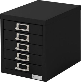 ML Design Ml-design - Armoire &agrave; Dossiers avec 5 Tiroirs, avec Porte-&Eacute;tiquette, 28x38x33 cm, Noir, en Acier, Classeur pour Documents Format A4, Meuble de