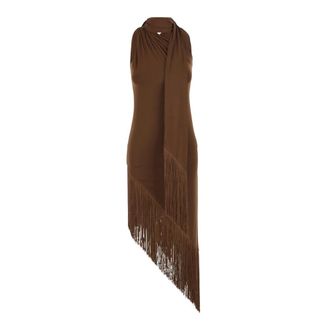 Taller Marmo Braunes Kleid mit Fransen-Design aus Stoff f&uuml;r Damen - - Dresses - Damen - Braun - L