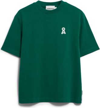 Armedangels Damen Heavyweight T-Shirt aus recyceltem Baumwoll Mix Iconic Å TARJAA Loose Fit Emerald Green