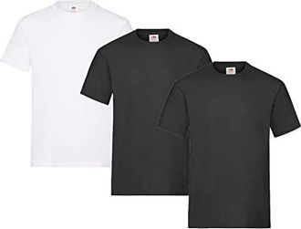 Fruit Of The Loom Lot de 3 t-shirts pour homme Taille M (2 x noir, 1 x blanc) Avec 1 bloc-notes HL Kauf