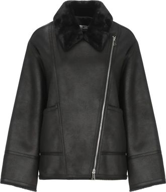 Betta Corradi Femme, Vestes, Noir, Taille: 38 FR Synth Leather Jacket