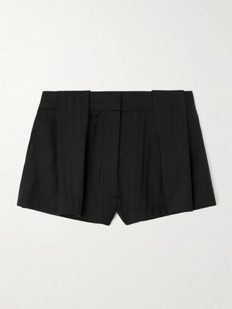 Stella McCartney Short En Laine Jacquard À Plis - Noir