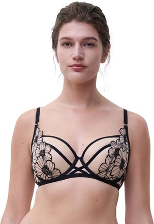Chantelle B&uuml;gel-BH CHANTELLE LUSH, Damen, Gr. 100, Cup D, schwarz (schwarz, soft pink), Obermaterial: 100% Polyester, BHs B&uuml;gel-BH, Stickerei, Fester T&uuml;ll auf d