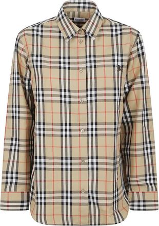 Burberry Femme, Chemises, Beige, Taille: 38 FR Chemise en coton brod&eacute;