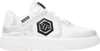 Philipp Plein unisex, Chaussures, Blanc, Taille: 41 EU Low-Top Baskets Sk8R Strass