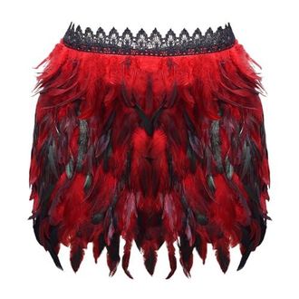 Generic Jupe à plumes pour femme - Taille élastique - Pour fête, cosplay, carnaval, carnaval - Mini jupe en tulle sexy - Jupe de danse - Mini jupe de danse - 
