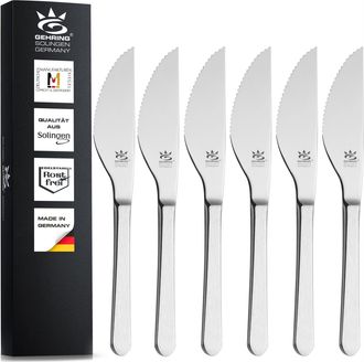 Gehring Solingen Satino Pizza Messer 6 St&uuml;ck I 11 cm Klingenl&auml;nge I grober Wellenschliff I Pizzamesser Edelstahl 6-teilig I Made in Germany I sp&uuml;lmaschinengee