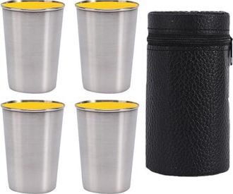 Generico Stainless Steel Cup - Lot de 4 r&eacute;utilisables en m&eacute;tal | Verre en acier inoxydable | Stackable Drinking Cups for Camping Travel Hiking Outdoor Activiti