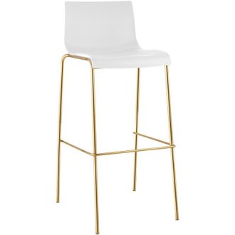 Clp Tabouret de bar Hover plastique pi&egrave;tement 4 pieds or Blanc