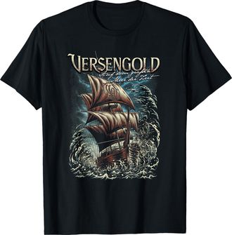 Versengold T-Shirt Schwarz Klassisch Unisex Erwachsene Kurzarm S EU Small