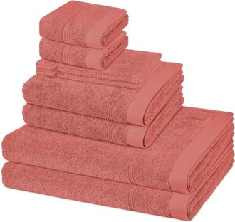 ROSS Rubin 8-teiliges Handtuch Set - 2 Wasch-, 2 G&auml;ste-, 2 Dusch- und 2 Handt&uuml;cher aus weichem, saugstarkem Walkfrottee 480 g/m&sup2; - Pflegeleicht, langlebig 