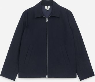 Arket Reißverschlussjacke Aus Wolle Und Baumwolle -Blau