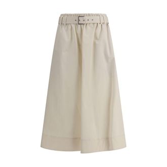Brunello Cucinelli Wide Long Skirt with Removable Belt Skirt - Cream