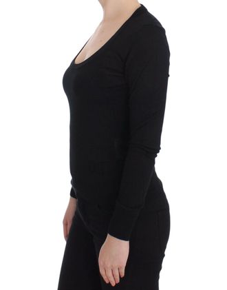 Dolce & Gabbana Womens Cashmere & Cotton Crewneck Sweater Black Viscose