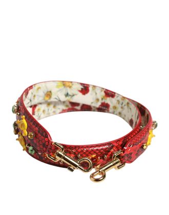 Dolce & Gabbana Womens Multicolor Embellished Handbag Accessory Shoulder Strap Python Leather Bag