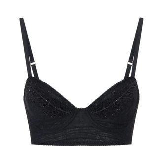 Elisabetta Franchi Spitzen-Bralette mit bestickten Federn - - Underwear - Damen - Schwarzk - M