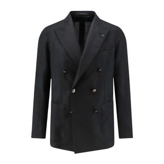 Tagliatore Zweireihiger Blazer mit Fischgr&auml;tmuster - - Jackets - Herren - Schwarzk - L