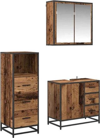 vidaXL Badezimmermöbel Set mit Schubladen 3 pcs Altholz Holzwerkstoff vidaXL