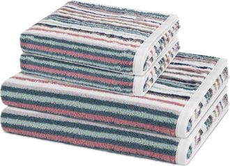 ROSS 4er Set Vita Handtücher & Duschtücher - Garngefärbter Walkfrottee 520 g/m², 100% Baumwolle - Weich, Saugstark & Pflegeleicht mit Kordelaufhänger und M