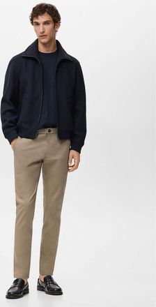 Mango Pantalon Barna slim-fit en serg&eacute; beige - Homme - 38 - MANGO MAN