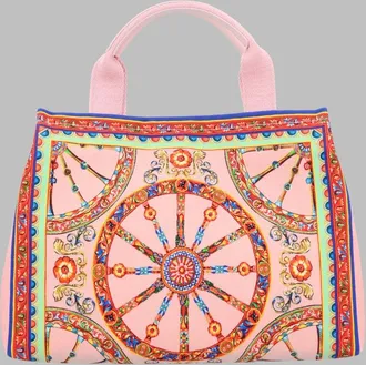 Dolce & Gabbana Girls Tote Bag Multicolour Canvas Cotton Handbags Hand