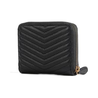 Pinko Pinko, Femme, Accessoires, Noir, Taille: ONE Size Portefeuille en Cuir Noir &agrave; Fermeture &Eacute;clair El&eacute;gant