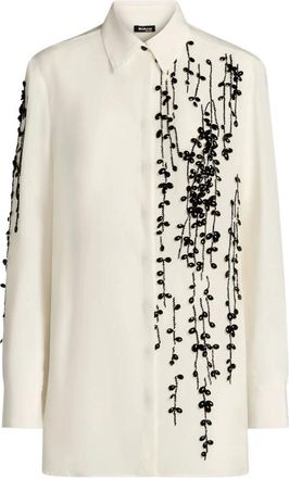 Kiton Femme, Blouses et Chemises, Blanc, Taille: 36 FR Chemise en satin de soie avec broderie artisanale