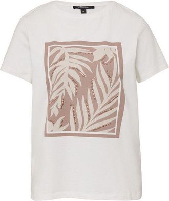 Comma Kurzarmshirt T-Shirt T-Shirt aus Baumwollmix mit Schmucksteinen