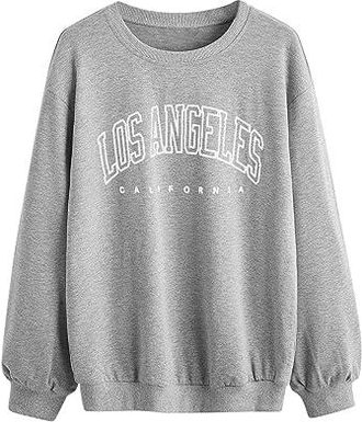 Generic T-shirt &agrave; manches longues et col rond pour femme pour entra&icirc;nement quotidien &agrave; la maison et en plein air, gris, XL