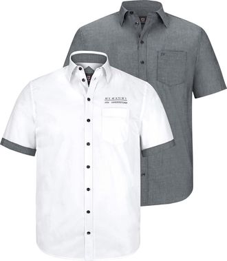 Jan Vanderstorm Herren Doppelpack Hemd Evin Kurzarmhemd | Reine Baumwolle grau, 7XL (XXXXXXXL) - 55/56