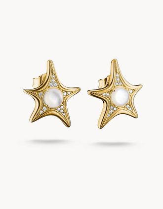 Thomas Sabo puces doreilles &eacute;toile de mer en nacre, dor&eacute; jaune, blanc
