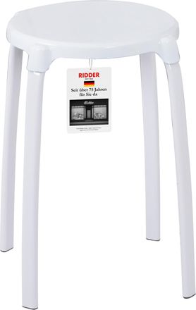 Ridder Bad-Hocker Max &Oslash; 30x46,5cm, wei&szlig;, PP/Stahl | Stabiler Duschhocker mit rutschfesten F&uuml;&szlig;en. Praktischer Duschstuhl f&uuml;r mehr Komfort im Badezimmer | Bela