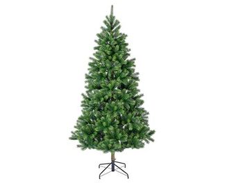 Lumineo Künstlicher Weihnachtsbaum KENNMORE FIR 240 cm - Real Needle Tanne naturgetreu & dicht - Kunsttanne mit stabilem Metallfuß, klappbar, pflegeleicht, wi