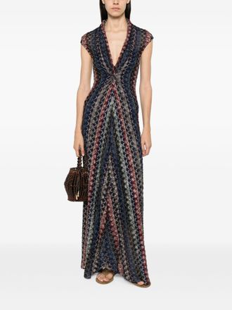 Missoni Womens Long Dress Multicolour Knit Viscose