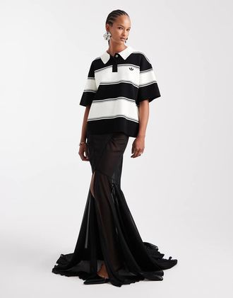 Asos Jupe longue en mousseline avec tra&icirc;ne - Noir