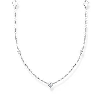 Thomas Sabo Collier pour femme en argent sterling 925 avec coeurs et pierres blanches KE2155-051-14, 90.00 cm, Argent, Zircone cubique