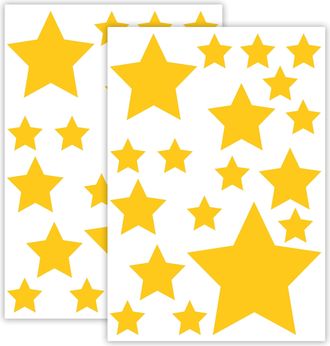 Sticker Genie WANDKIND Sternen Set Kinderzimmer 36 Stück Sterne Aufkleber Sternenhimmel zum Kleben Stern Wandtattoo Wandaufkleber Sticker Wanddeko (Gelb)