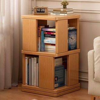 Generic Drehbares Bücherregal aus Massivholz, Bodenstehende Mehrstöckige Eckbücherregale mit 3cm Dicker Basis, zur Aufbewahrung von Büchern, zur Präsentation 